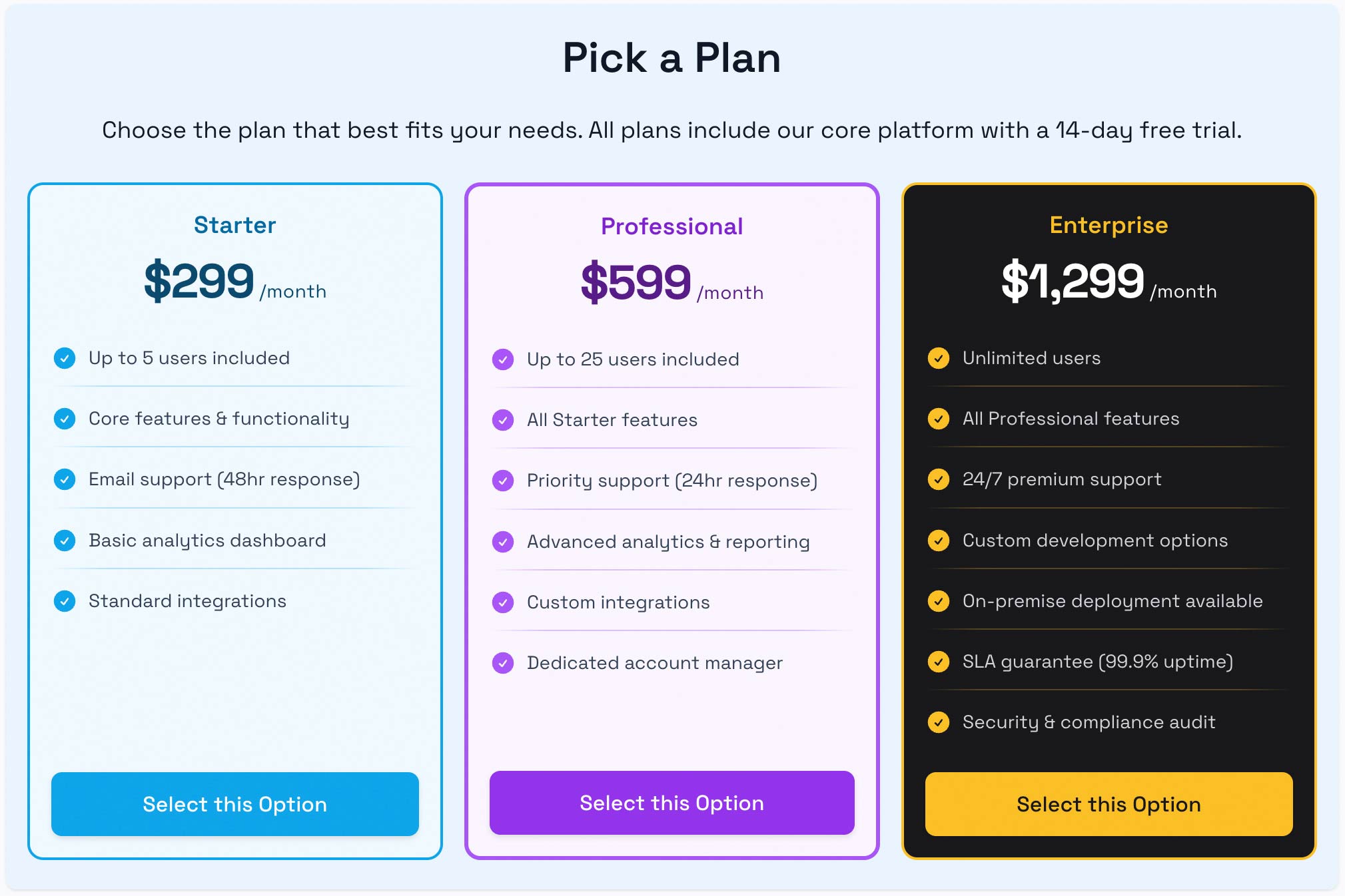 Side by Side - Smart Pricing Table
